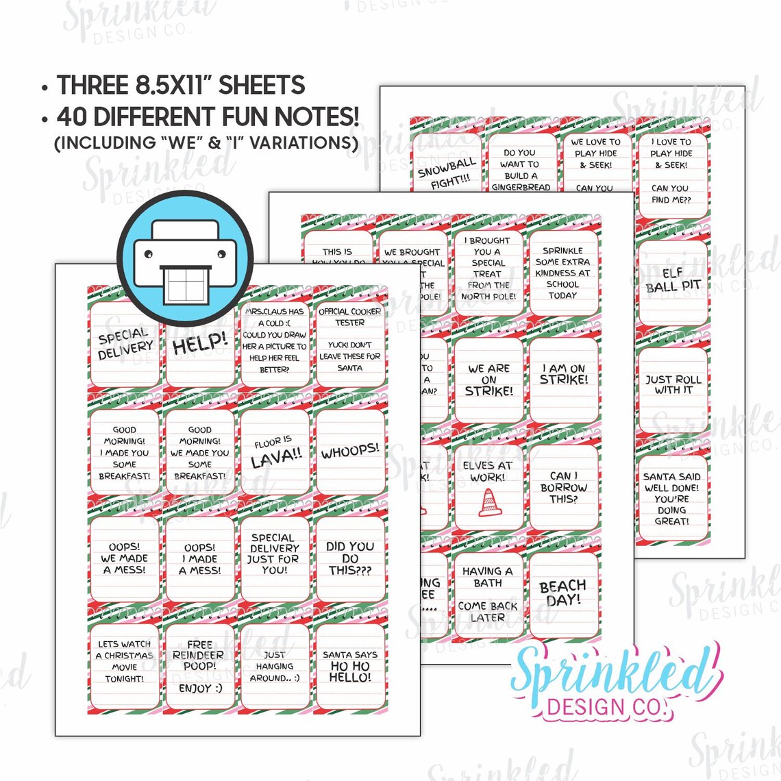 INSTANT DOWNLOAD I Elf Notes I 40 Notes Bundle I Daily Elf Notes for ...