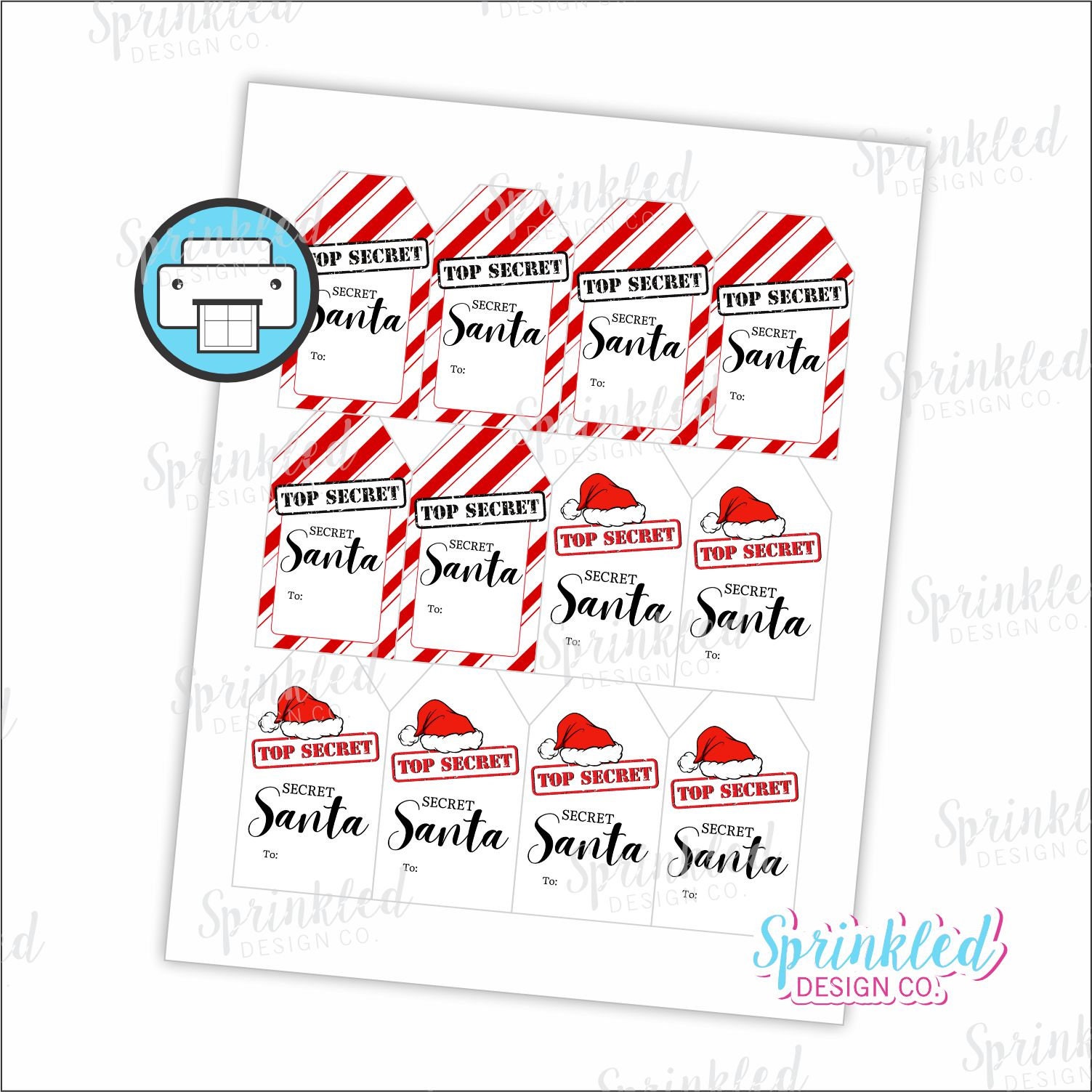 INSTANT DOWNLOAD I Secret Santa Top Secret Gift Tags I Santa Gift ...