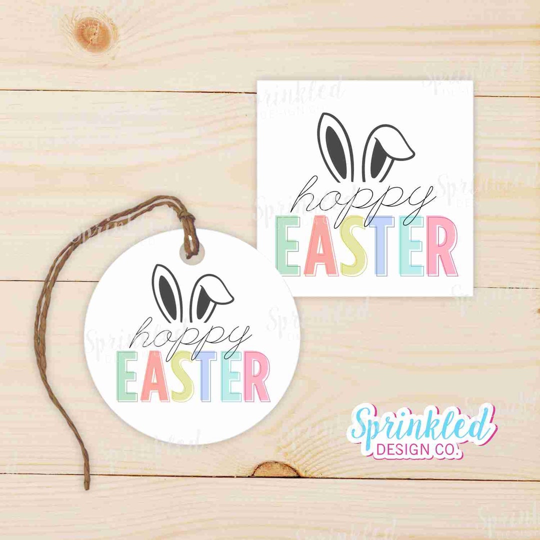 Hoppy Easter 2x2 Gift Tag | Easter | Spring | Pastel | Printable ...