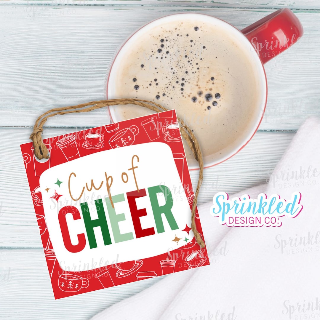 INSTANT DOWNLOAD I Cup of Cheer Cups I 2x2" Tag With Green & Red ...