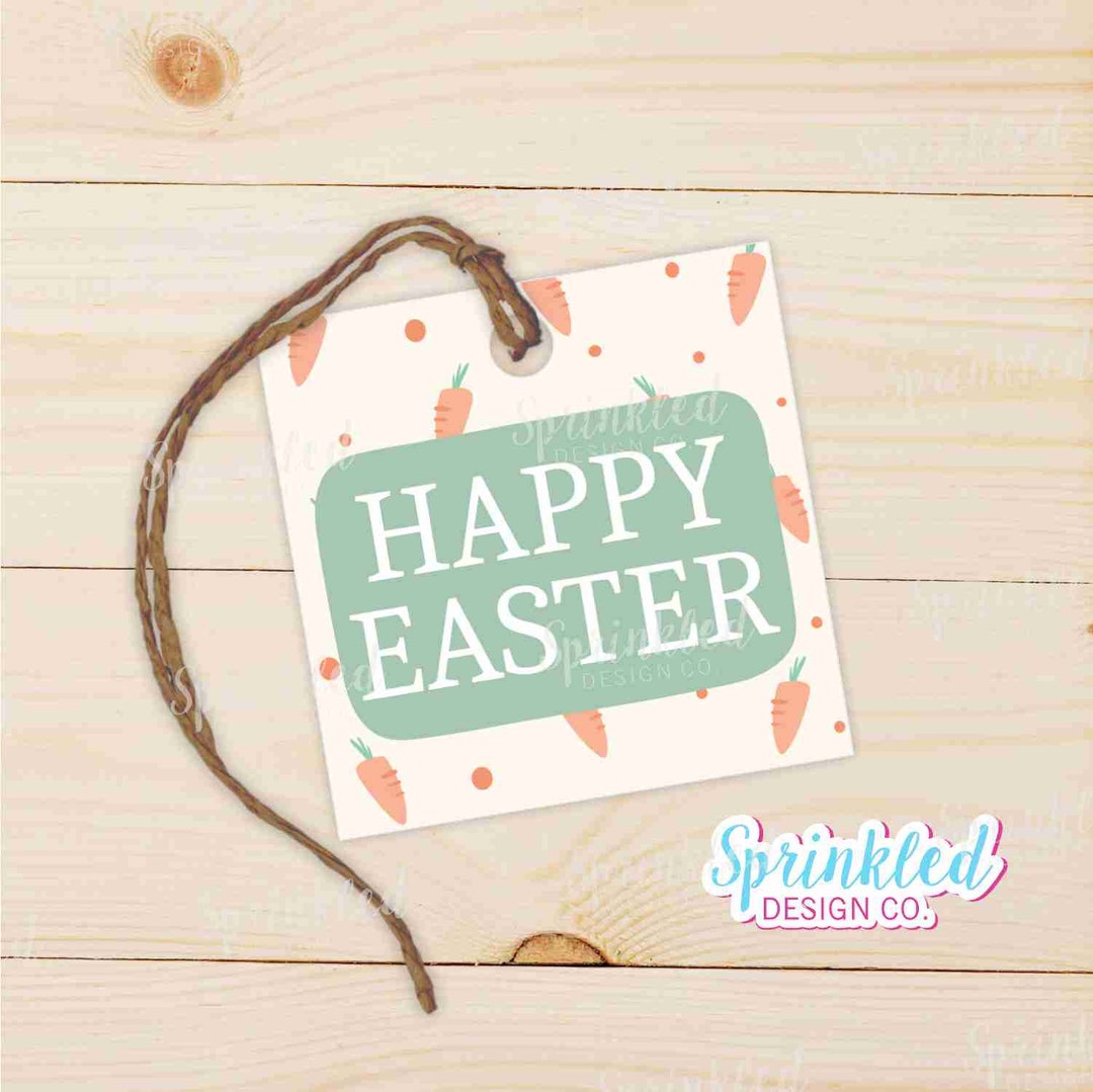 Happy Easter | 2x2 Gift Tag | Easter | Spring | Pastel | Carrots ...