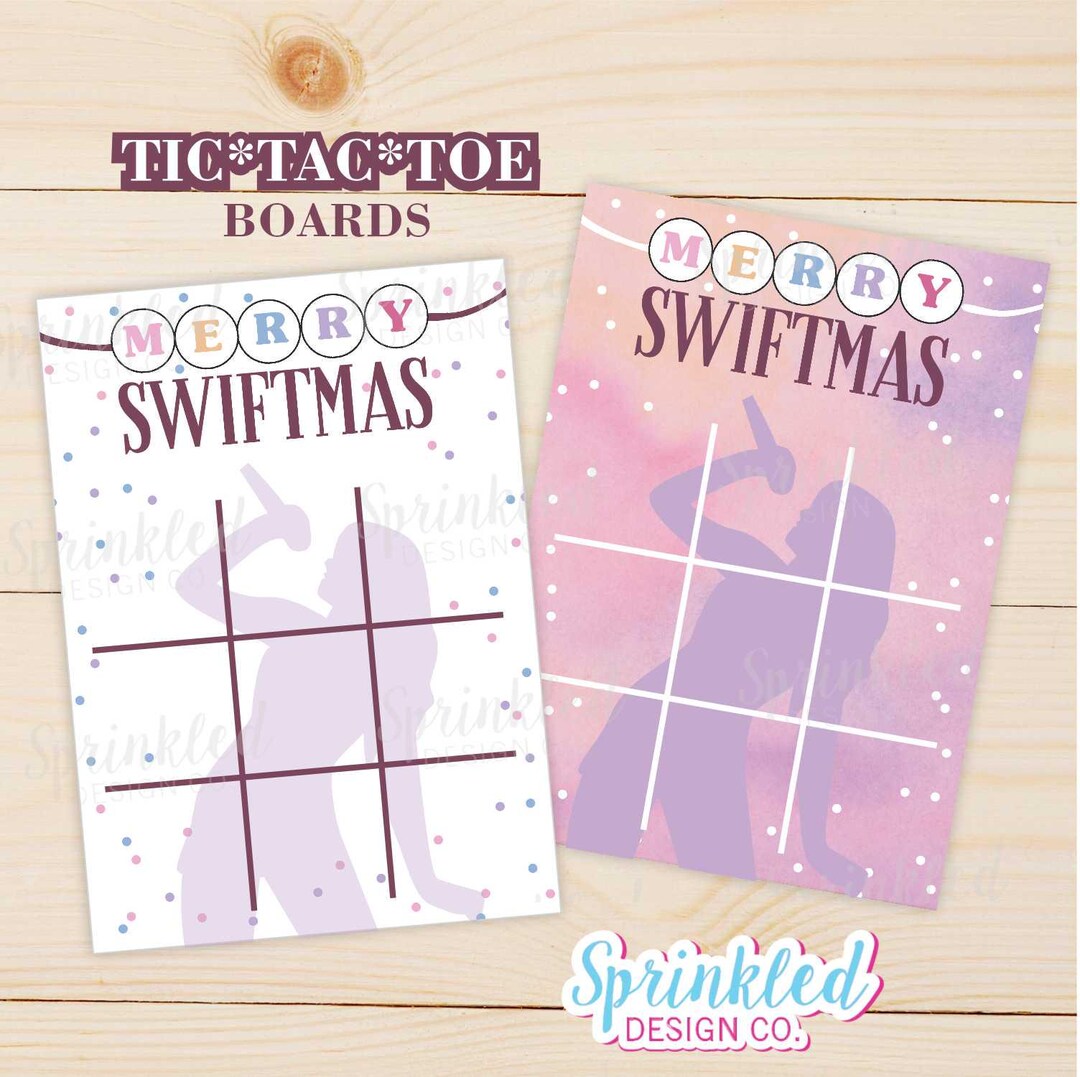 INSTANT DOWNLOAD Swiftmas Tic-tac-toe Boards I 5x7" Tic-tac-toe Card I ...
