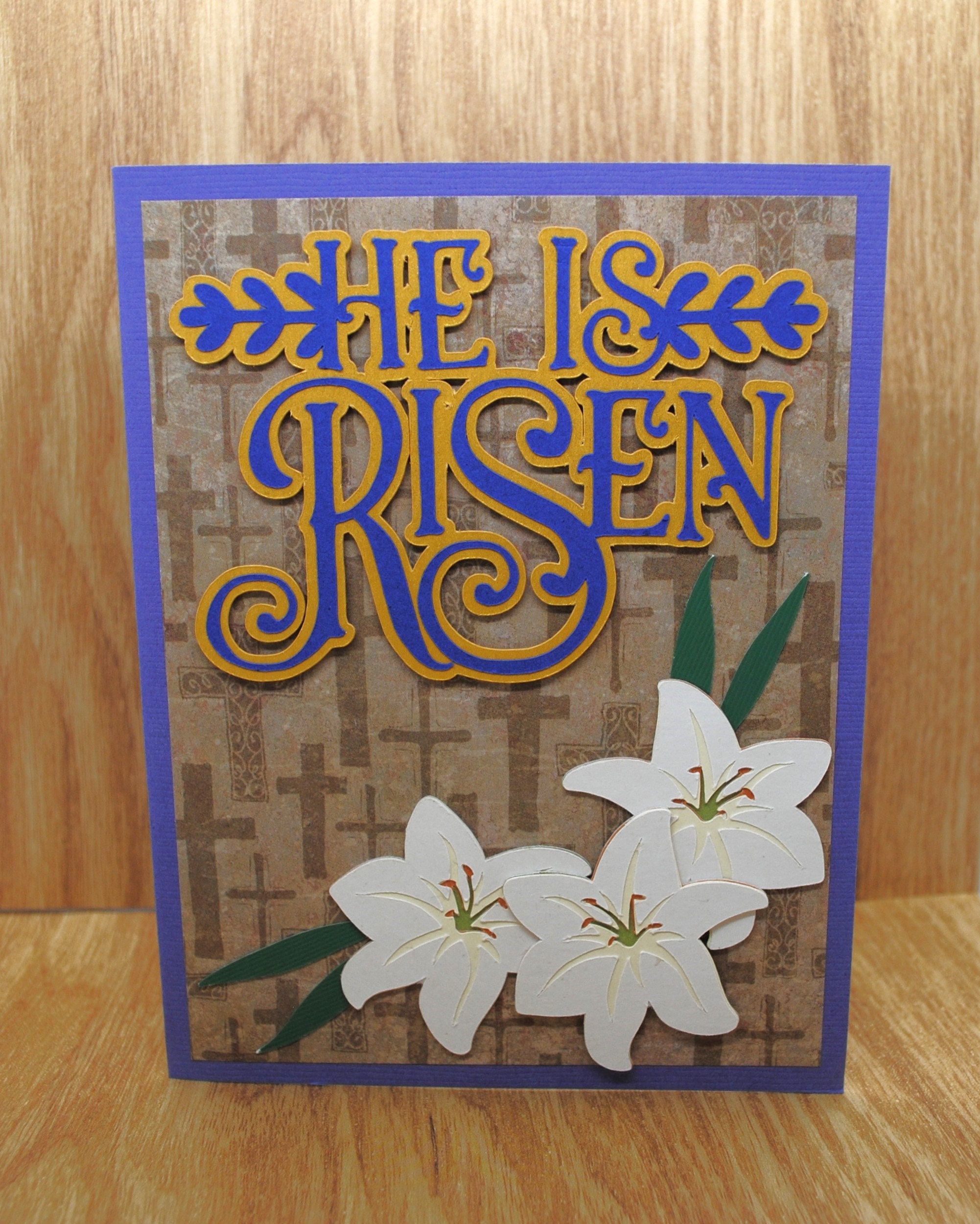 He Is Risen Crosses & Lilies - Easter Card - Religious Easter Card ...