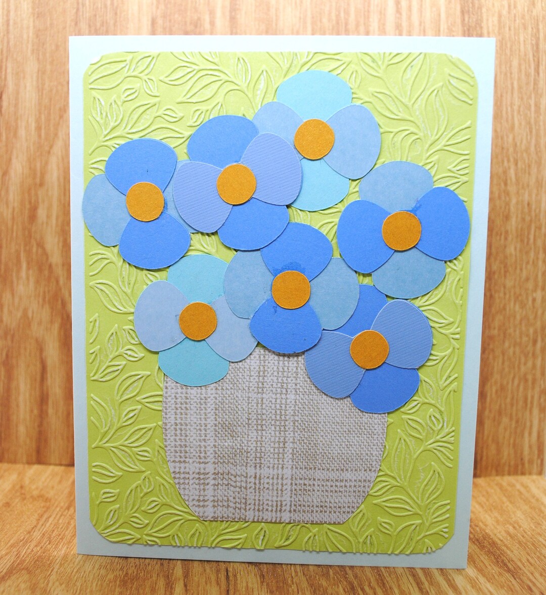 Forget Me Not Card: Flower Bouquet, Embossed Background - Etsy