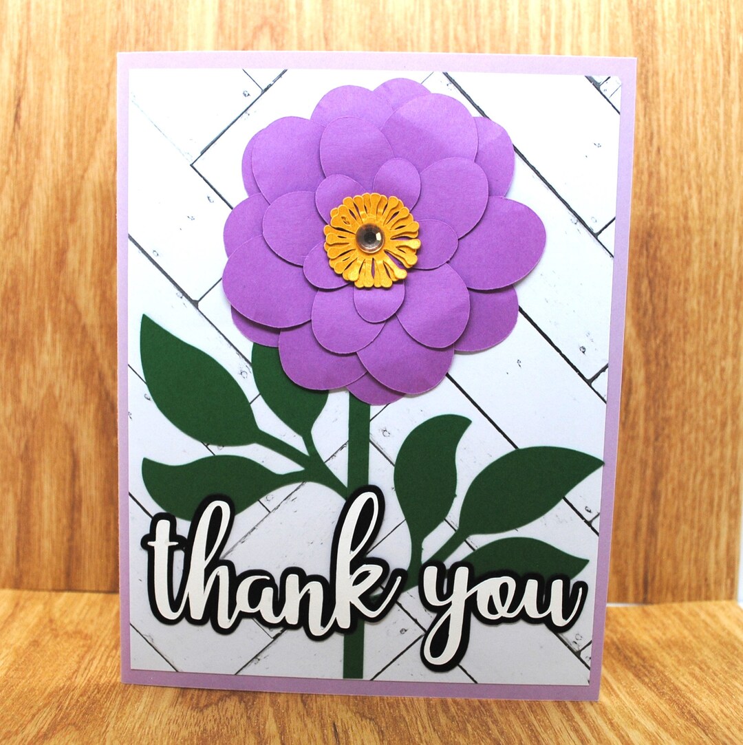 Single Purple Rose Thank You Card, Blank Greeting Card - Etsy