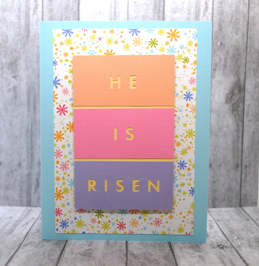He is Risen Floral Blank Religious Easter Card - Etsy