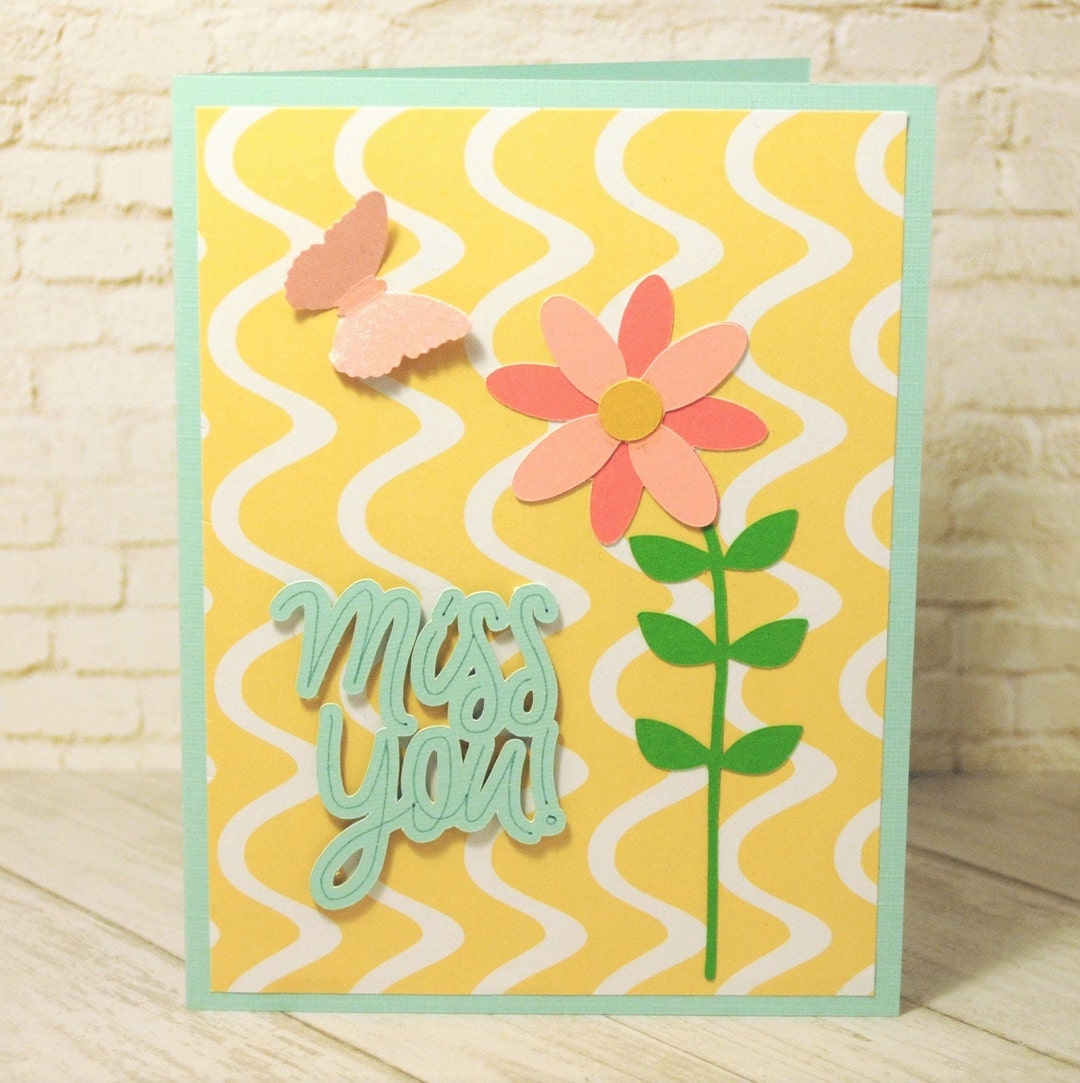 Single Flower Miss You Card, Blank Greeting Card - Etsy