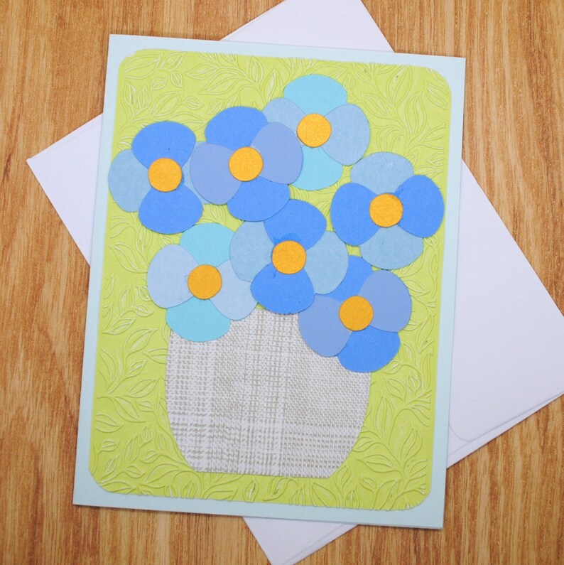 Forget Me Not Card: Flower Bouquet, Embossed Background - Etsy