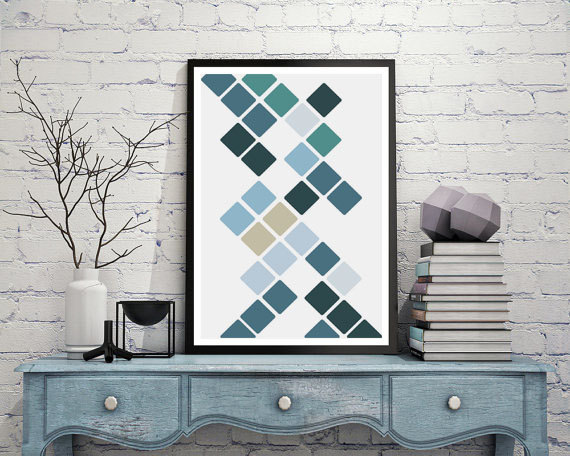 Blue Geometric Print Geometric Art Printable Geometric Print - Etsy