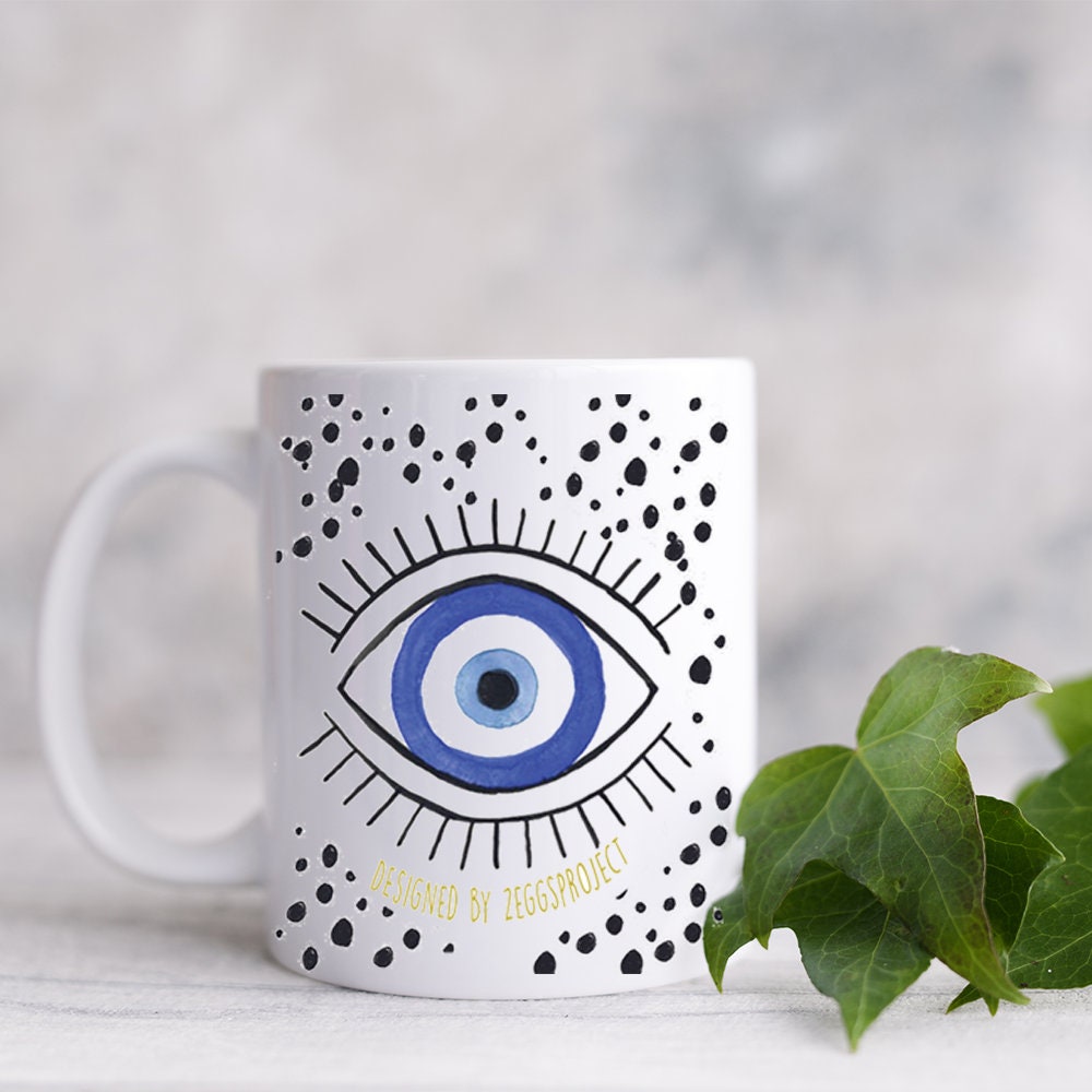 Evil Eye Handmade Mug Comes in Set of Two Mugs/ Greek Souvenir by Greek ...