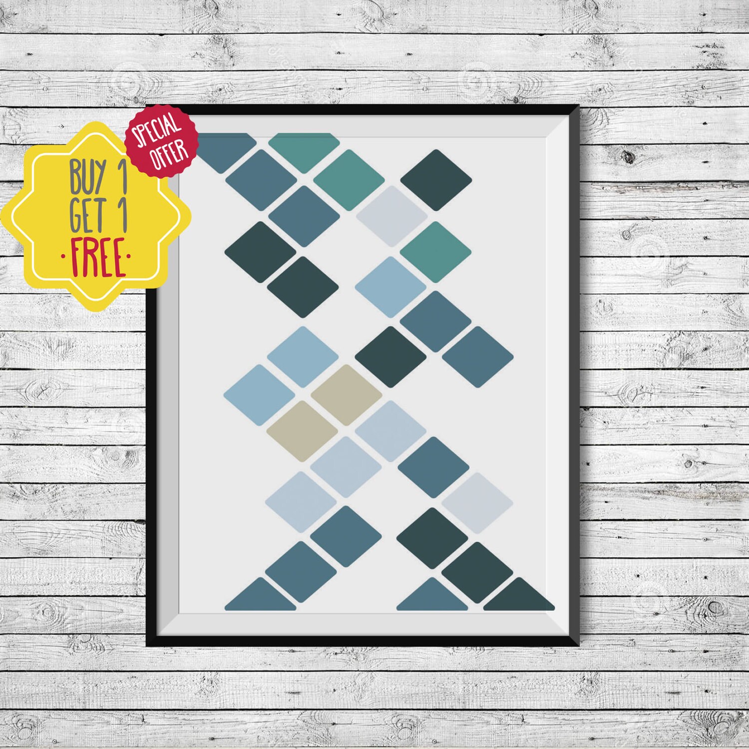Blue Geometric Print Geometric Art Printable Geometric Print - Etsy