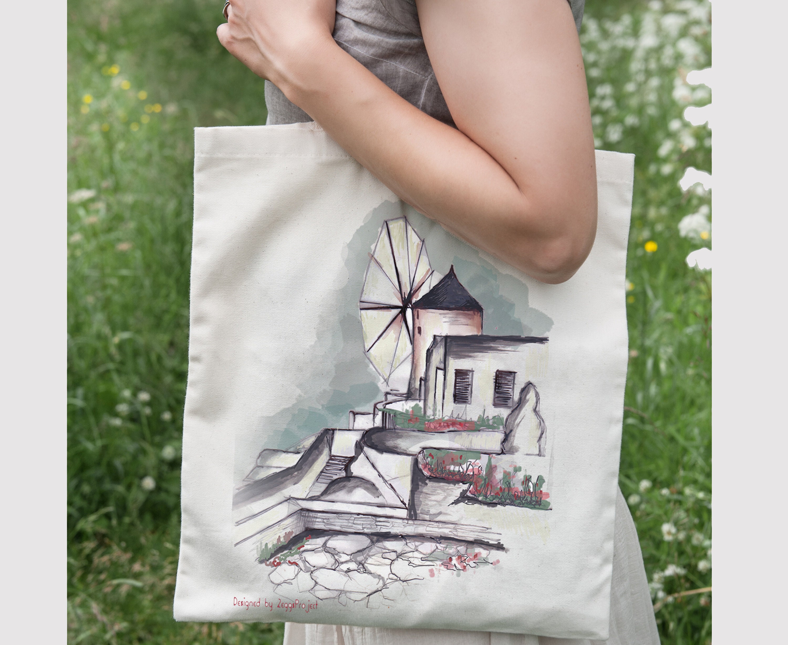 Santorini Tote Bag Cotton Made in Greece Make Perfect Design Gift for ...