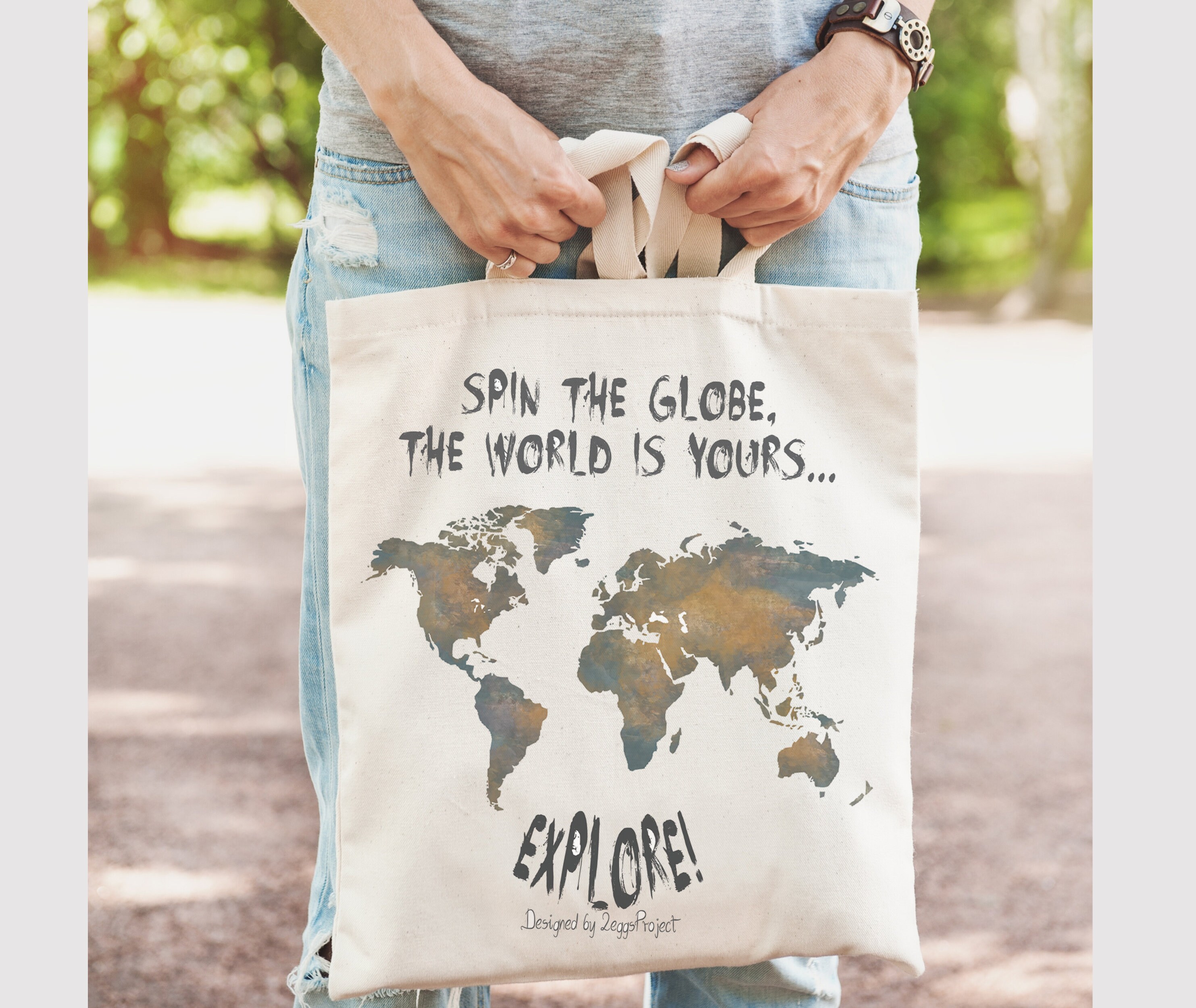 World Map Tote Bag, Tote Bag Canvas Quote, Gift for Travel Lover ...