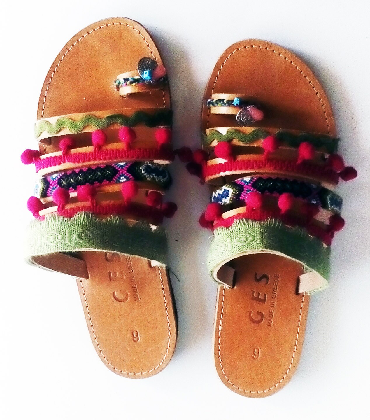 Leather Sandals Made in Greece Handmade Shoes With Pop Pop - Etsy