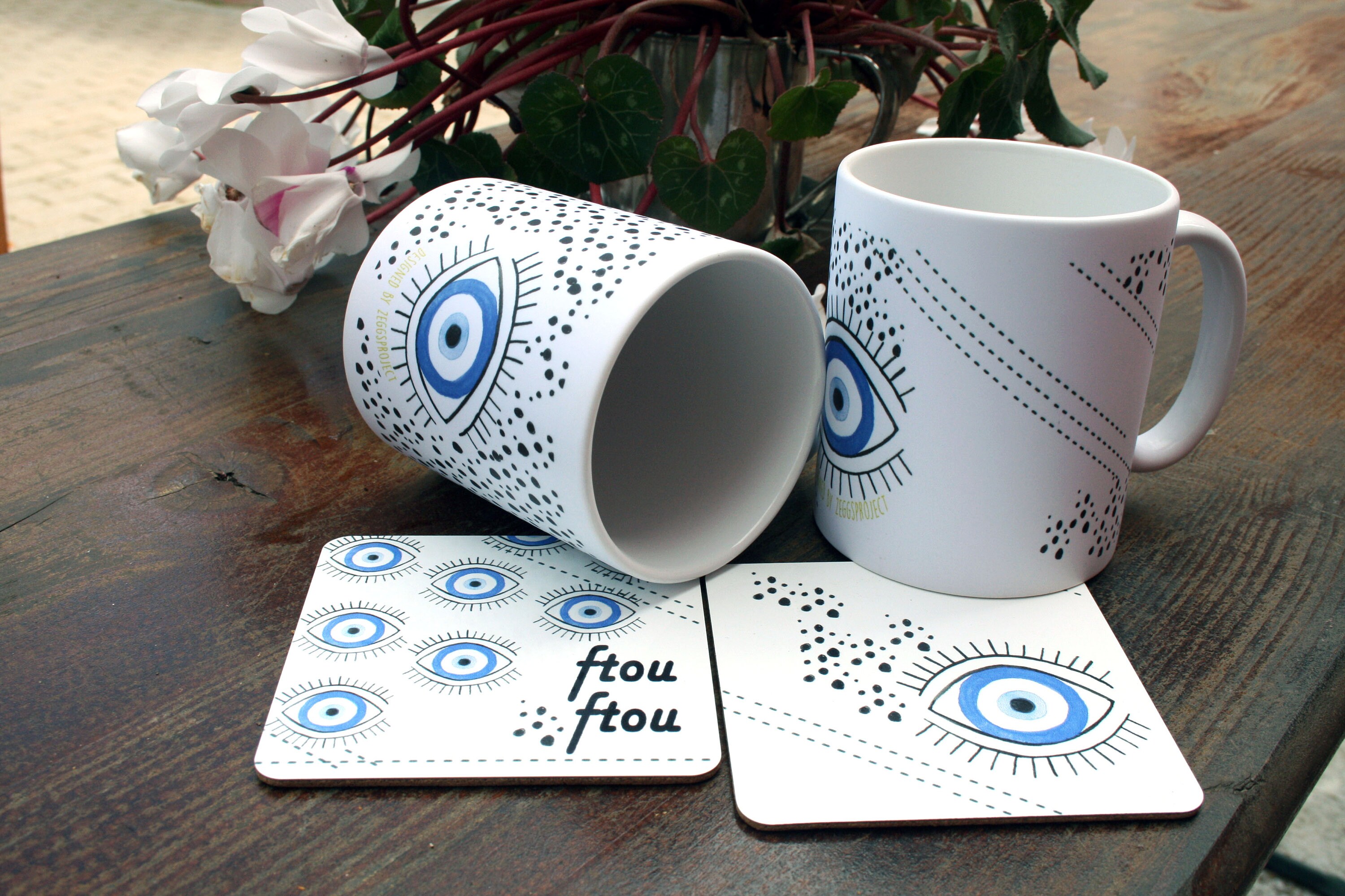Cork Coaster Painted With Protection Symbol of Blue Evil Eye/ - Etsy