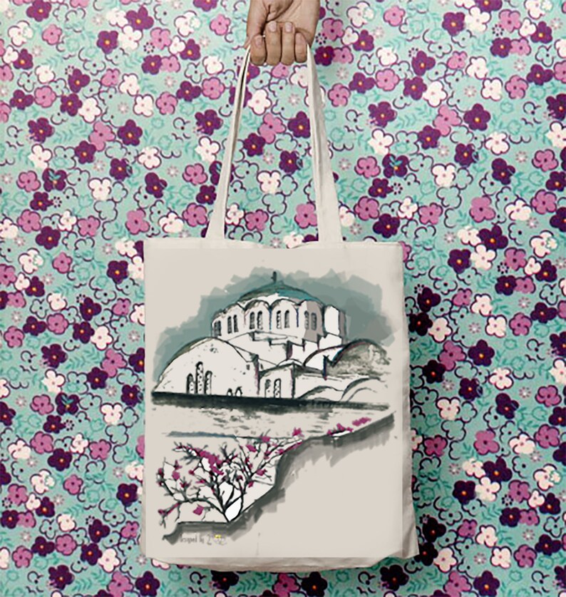 Greek Gifts Unique, Greece Santorini Cotton Bag, Hand Painted Bag. - Etsy