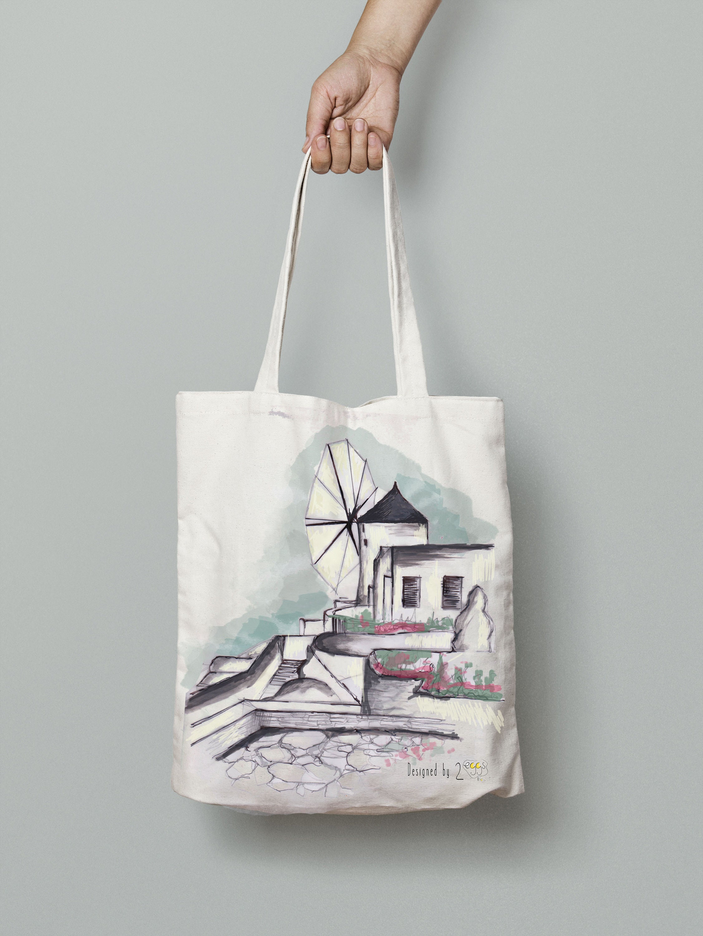 Santorini Tote Bag Cotton Made in Greece Make Perfect Design Gift for ...