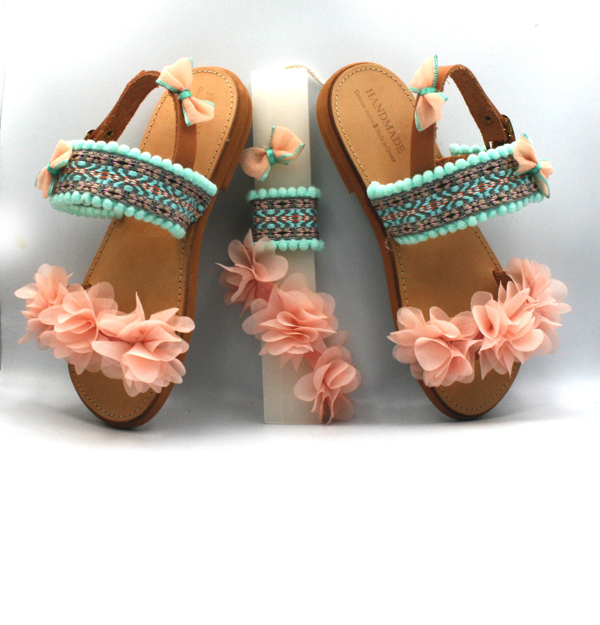 Greek Easter Lambathes, Lampada for Girl, Greek Leather Sandals, Easter ...