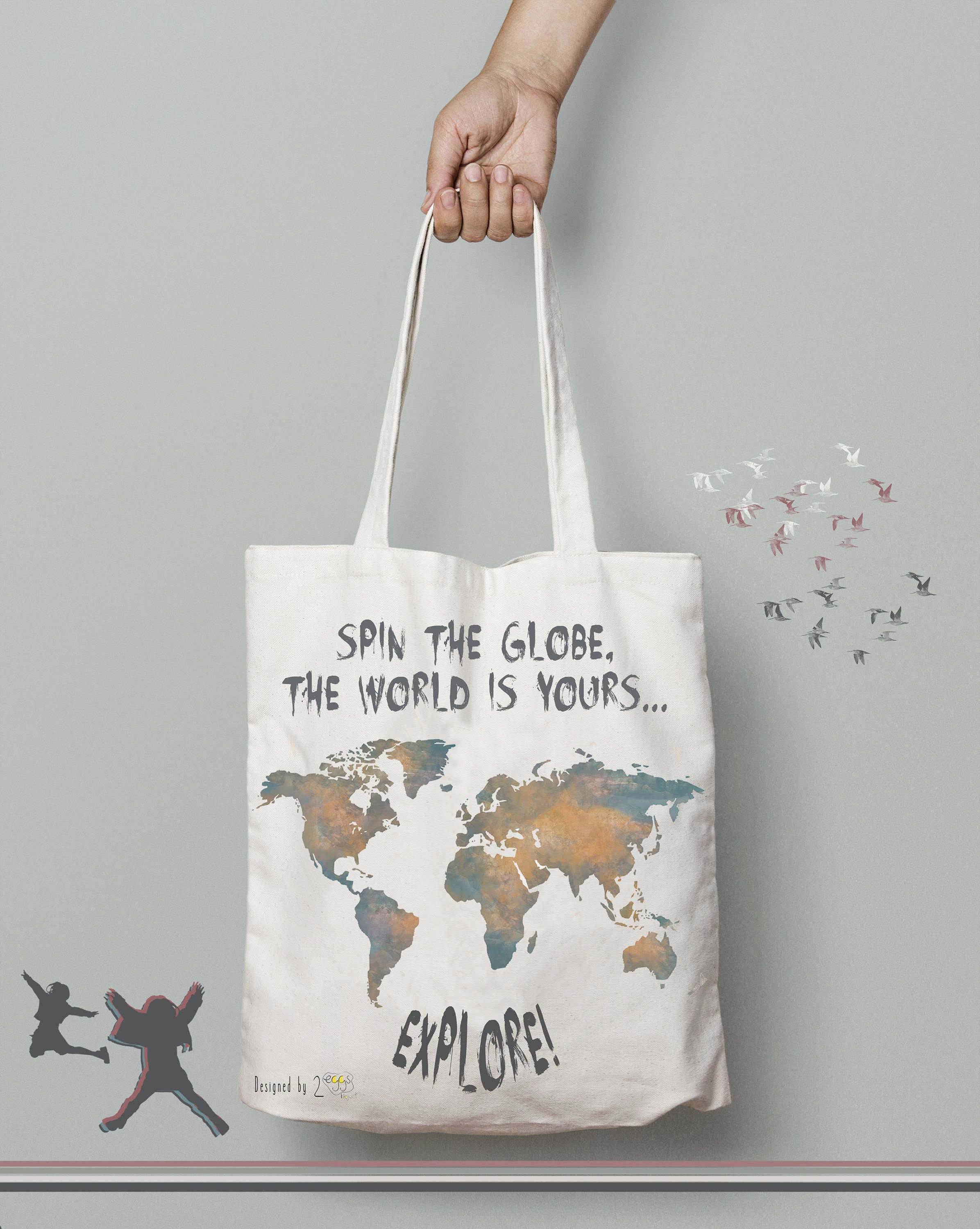 World Map Tote Bag, Tote Bag Canvas Quote, Gift for Travel Lover ...