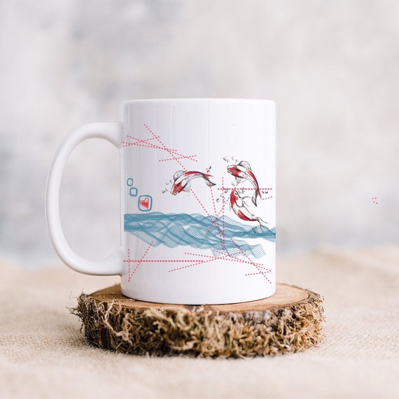 Mug With Saying and Fish Art Print Comes in Set of 2 Mugs From - Etsy