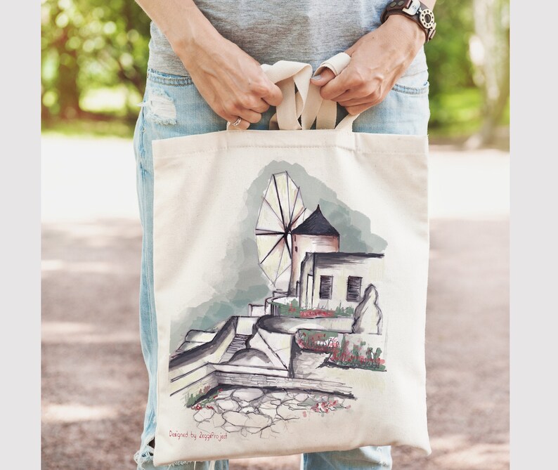 Santorini Tote Bag Cotton Made in Greece Make Perfect Design Gift for ...