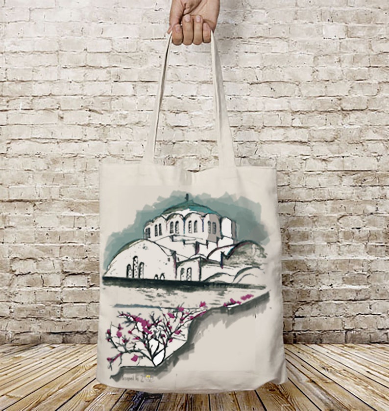 Greek Gifts Unique, Greece Santorini Cotton Bag, Hand Painted Bag. - Etsy