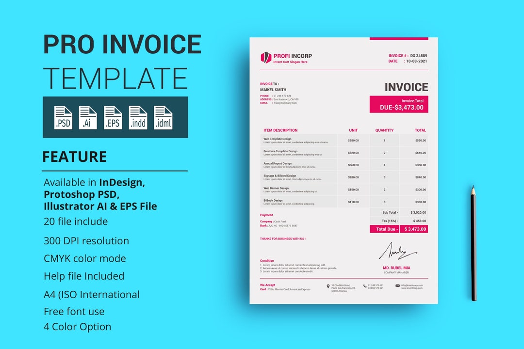 Pro Invoice Template - Etsy