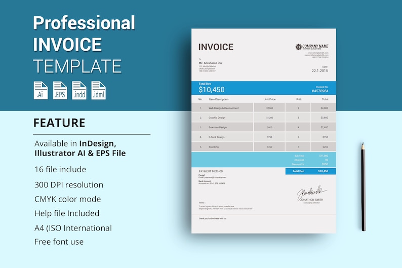 Professional Invoice Template - Etsy