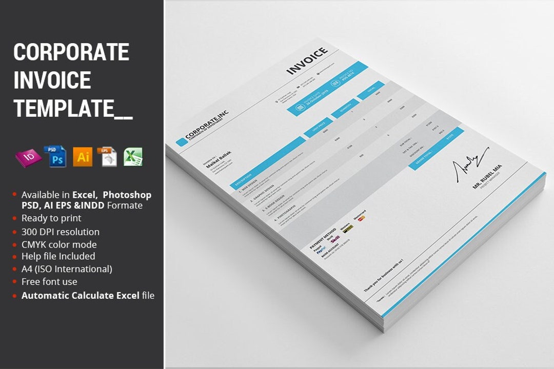 Corporate Invoice Template - Etsy