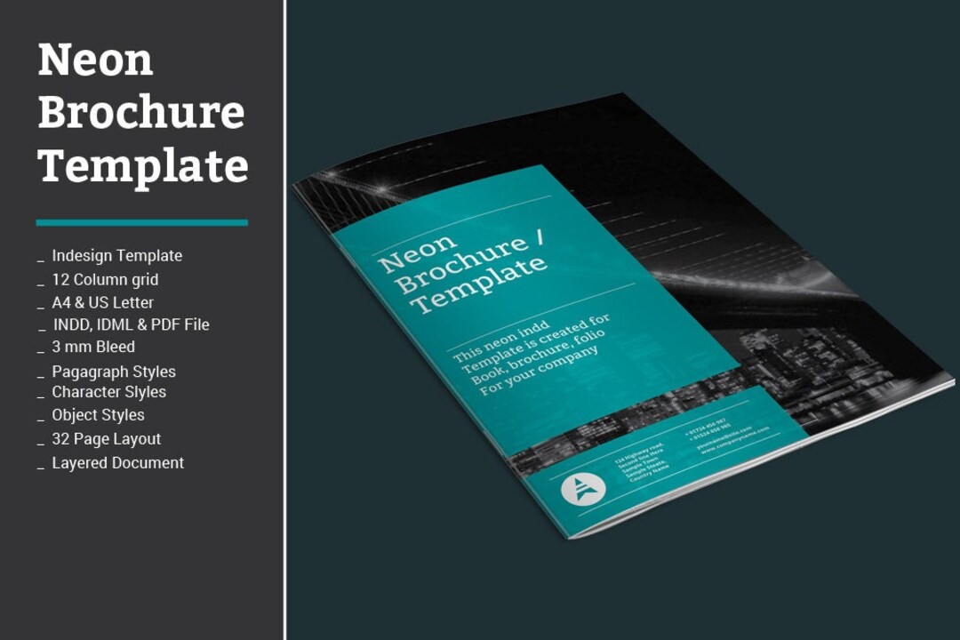 Neon Brochure Template - Etsy