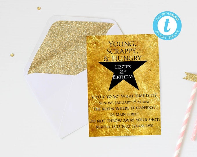 Hamilton Invitation Digital Download Birthday Invitation - Etsy