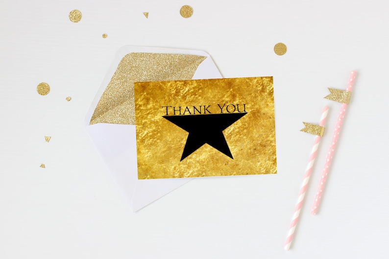 Hamilton Thank You Card: Gold Star Design (A2 Printable PDF) - Etsy