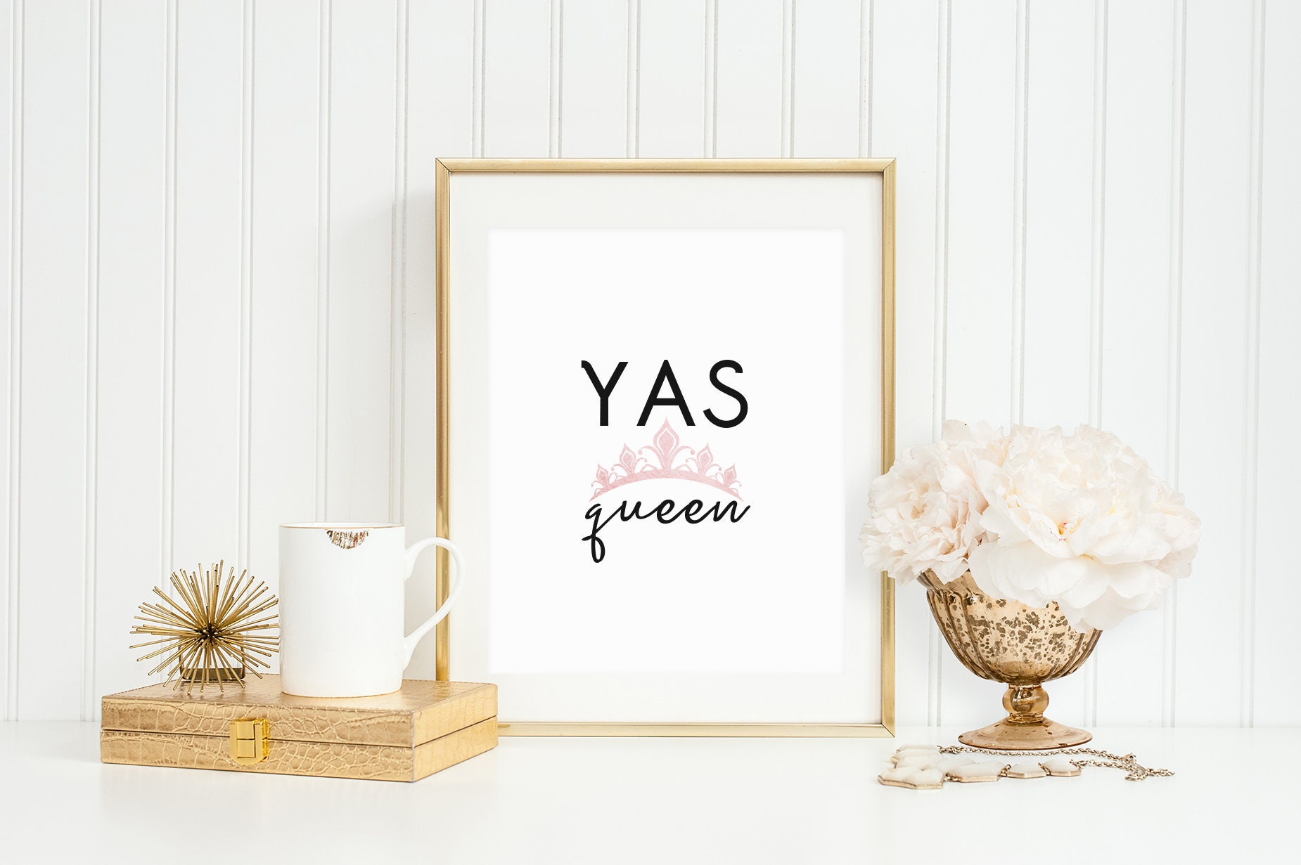 Yas Queen, Digital Download, Printable Wall Quote, Girls Room Decor ...