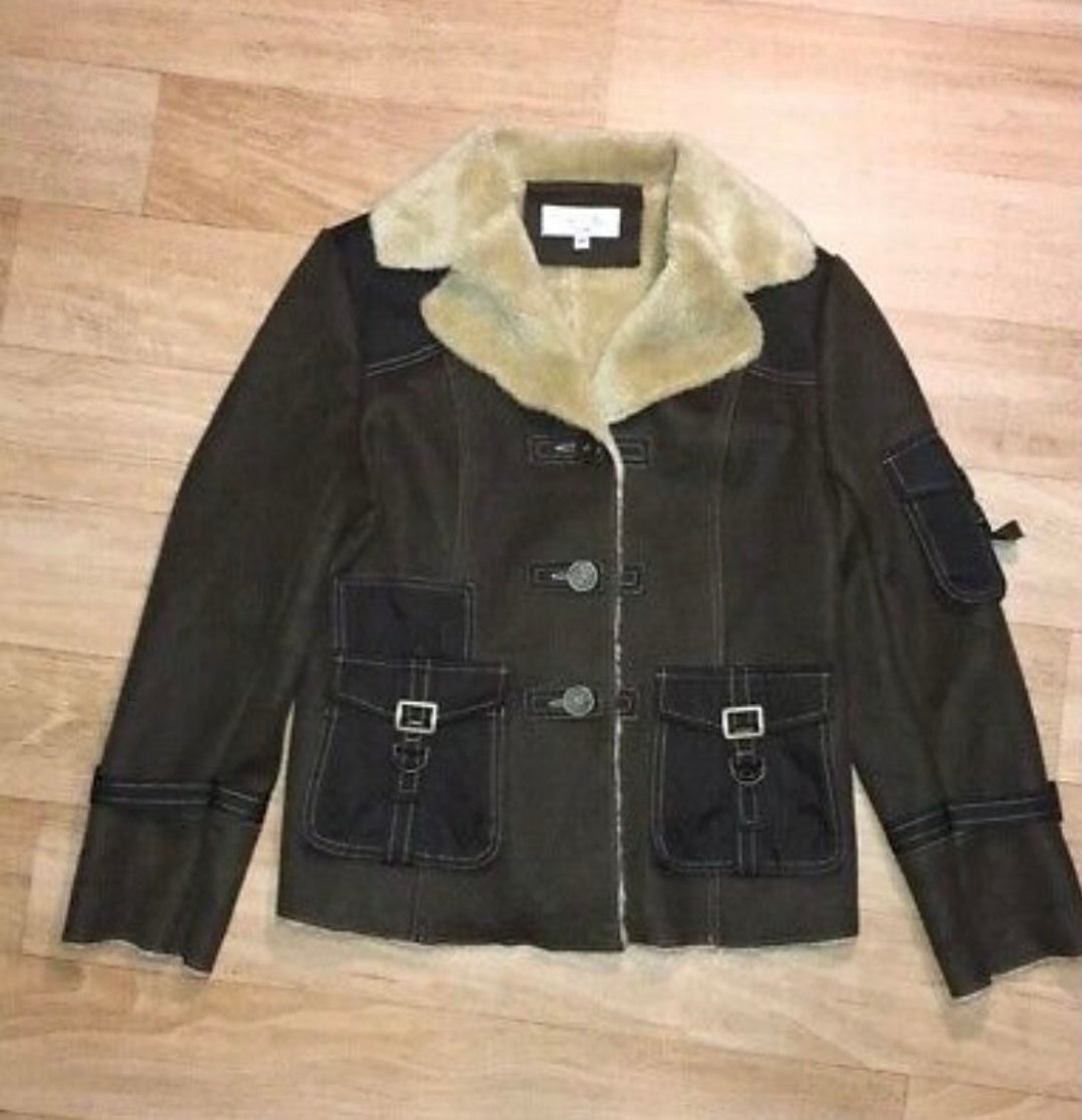 Womens Large Tasha Polizzi Saddle Blanket Faux Suede Fur Jacket With ...