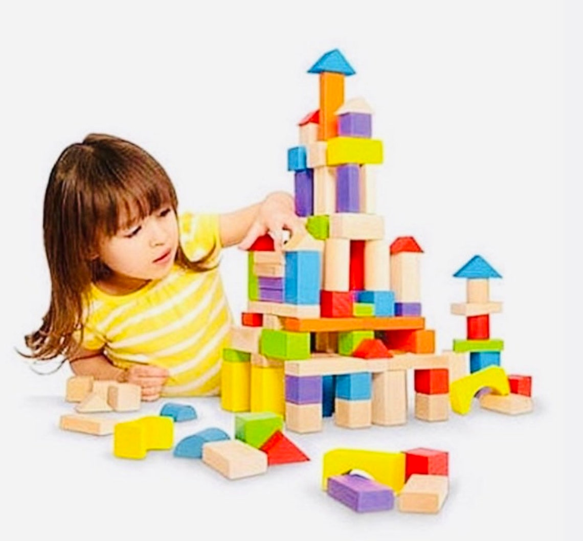 Handmade Wooden Blocks Spark, Create, Imagine Wood Block Set 80 Pieces ...