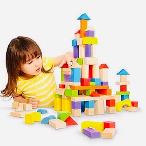 Handmade Wooden Blocks Spark, Create, Imagine Wood Block Set 80 Pieces ...