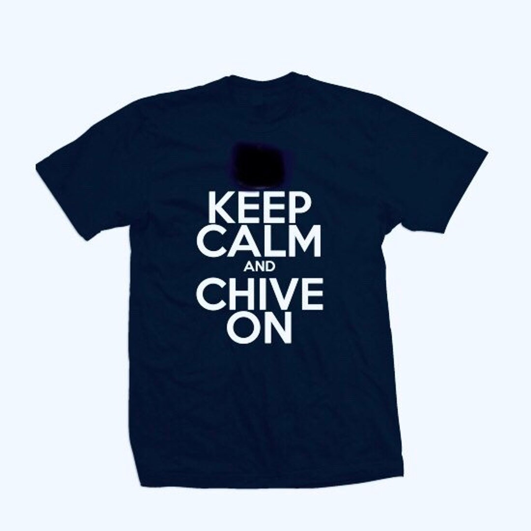 Navy Blue Keep Calm and Chive on Tee Mens XL Graphic Tee the - Etsy