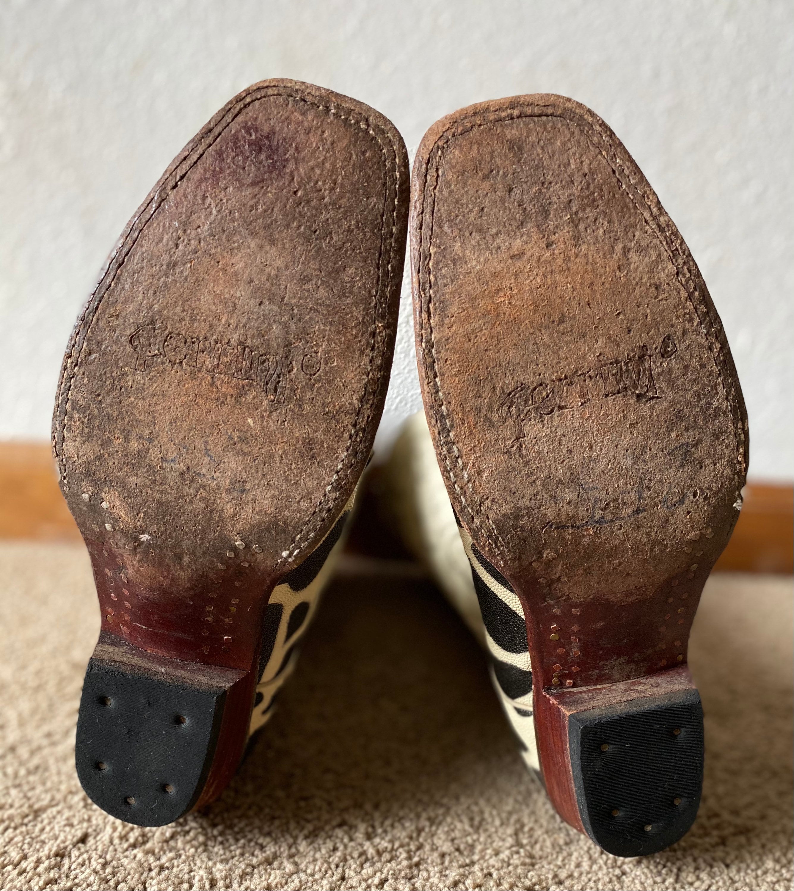 RARE Womens 8.5 Ferrini Stingray Giraffe Print Square Toe Boots - Etsy