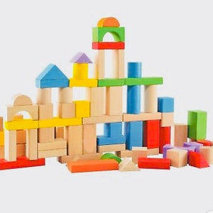 Handmade Wooden Blocks Spark, Create, Imagine Wood Block Set 80 Pieces ...