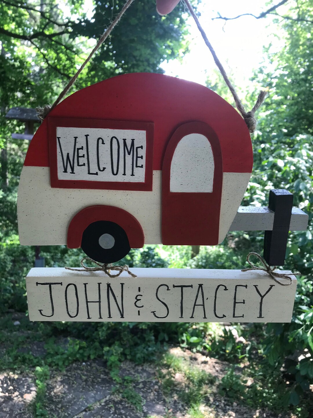 Personalized Camping Trailer Sign: Hand Painted Wooden Welcome Decor - Etsy