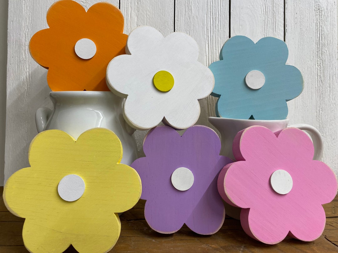 Spring & Summer Decor Wood Daisy, Shelf Sitter Flower, Spring Home ...