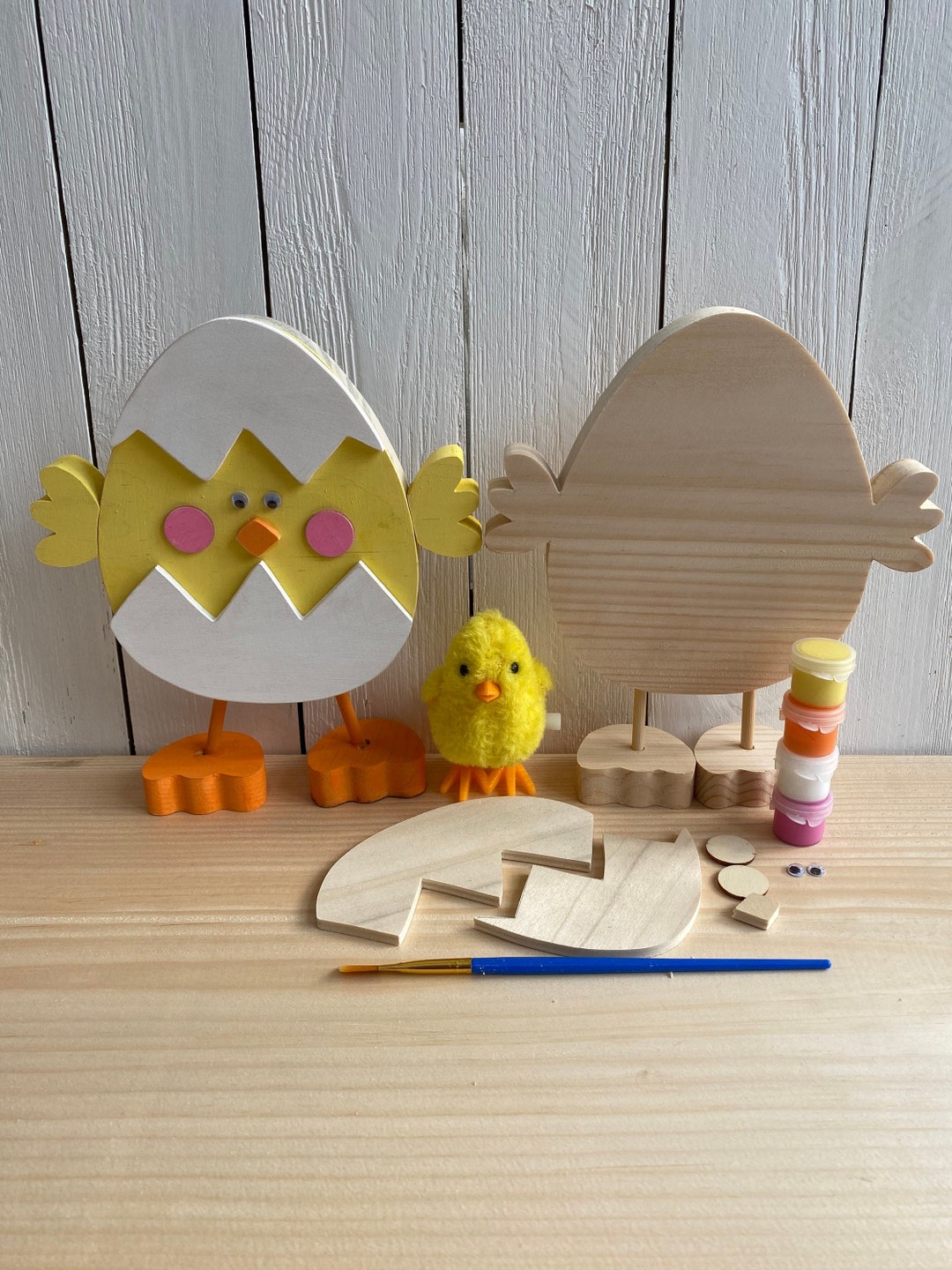 Handmade Wooden Easter Craft Kit for Kids, Chick Painting Activity ...