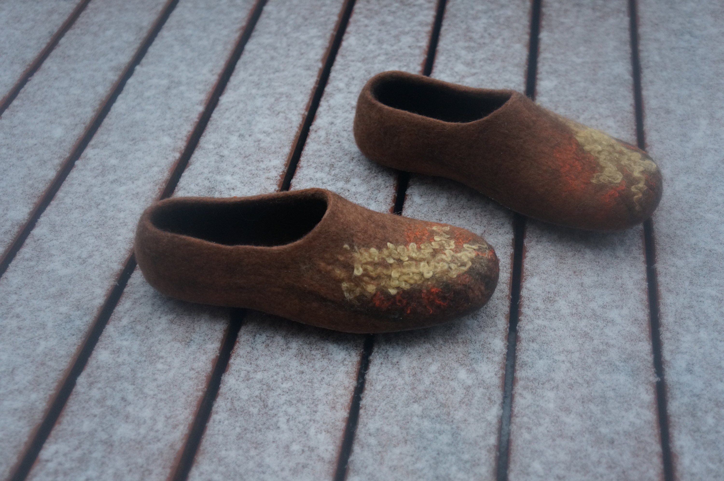 Felted clogs Blue felt shoes Women clogs Organic slippers | Etsy