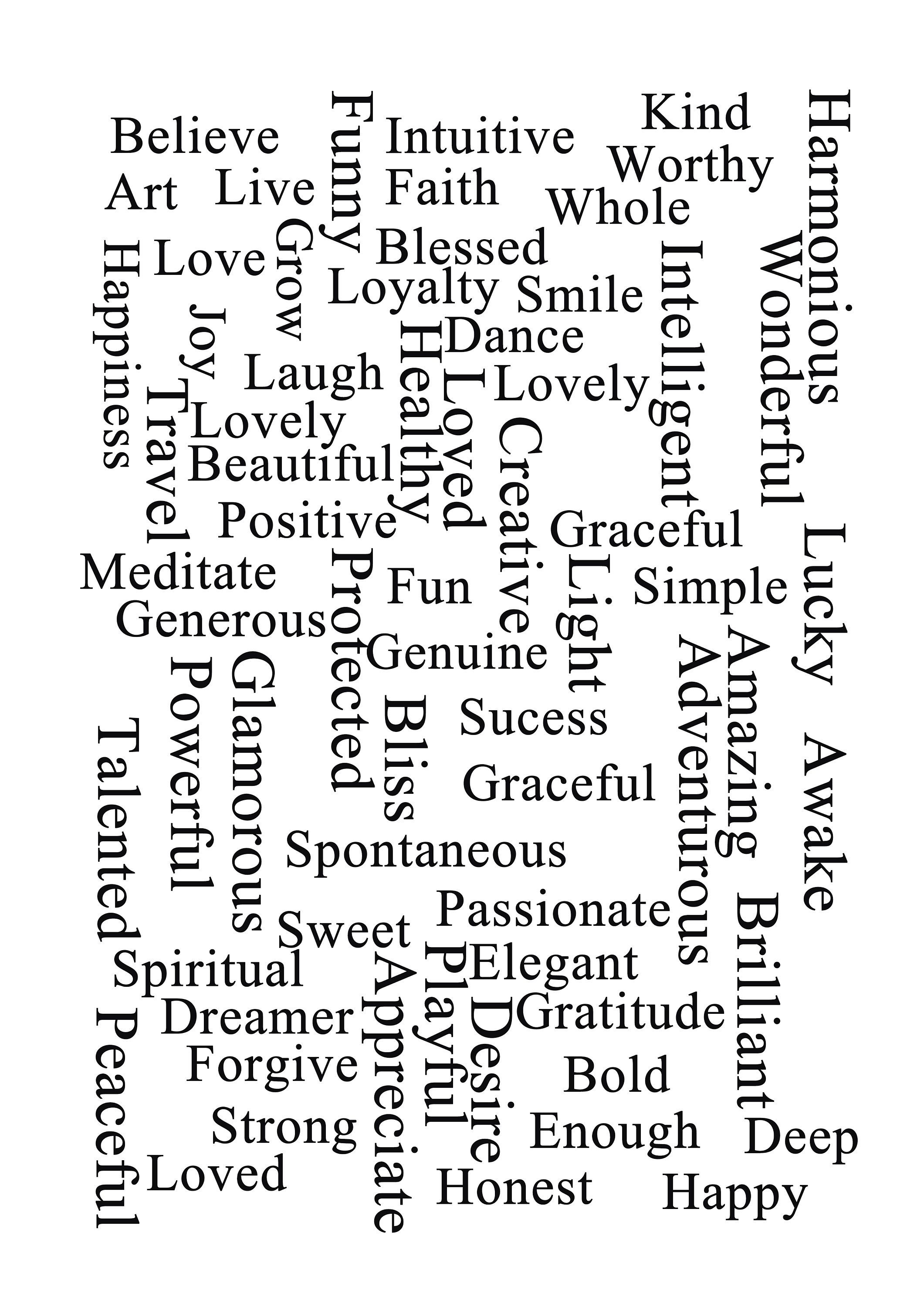 Word Art Printable, Positive Words Poster, Affirmations Art, Words Wall ...
