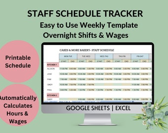 Weekly Employee Schedule Tracker Printable Staff Work Schedule Shift ...