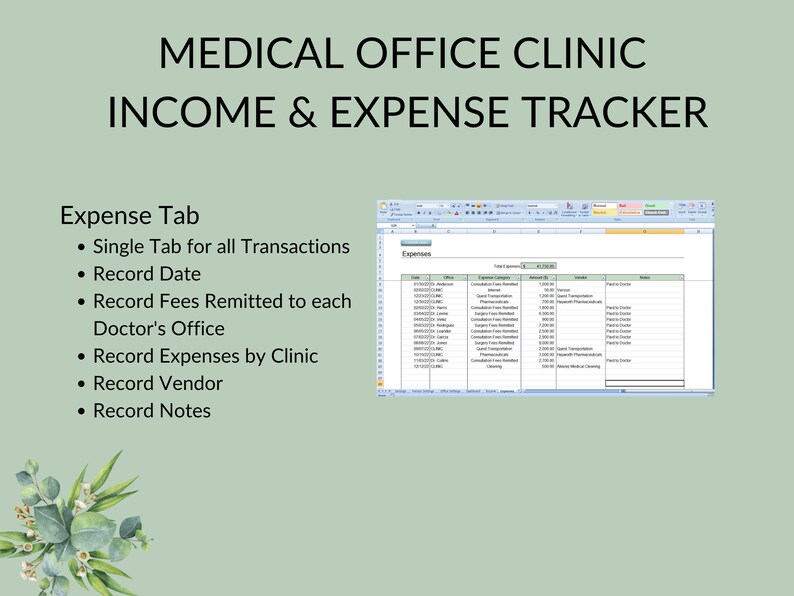 Medical Office Income Expense Tracker: Clinic Accounting Spreadsheet ...