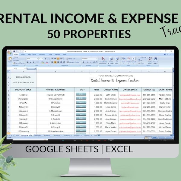 Long Term Rental Expense Excel - Etsy