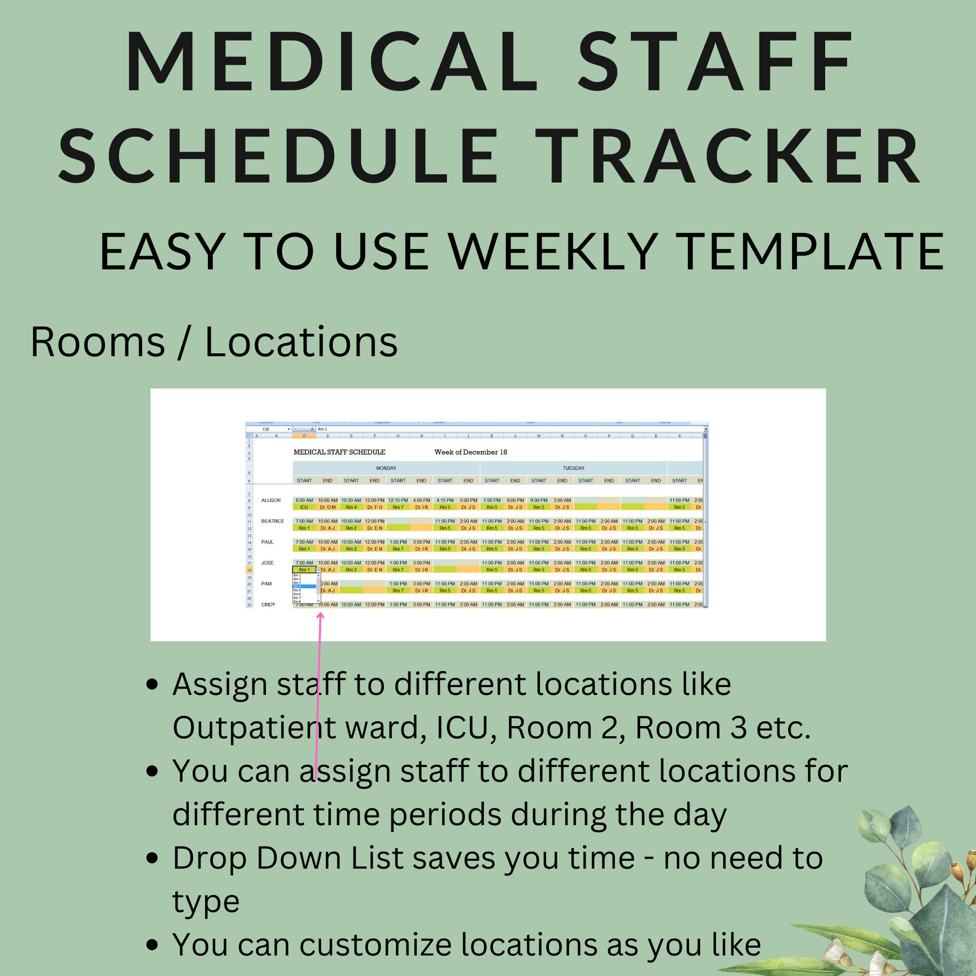 Medical Office Staff Schedule Template: Weekly Planner (google Sheets ...