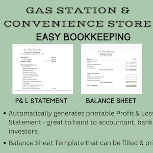 Gas Station Bookkeeping Spreadsheet: Income, Expense, Fuel, Card ...