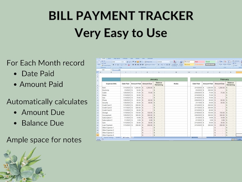 Monthly Bill Payment Tracker: Google Sheets & Excel Template - Etsy